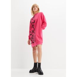 bonprix Oversize-Sweatkleid aus weichem Baumwoll-Mix, pink, mit Baumwolle