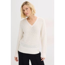 bonprix Ajour-Pullover mit Federgarn, wei&szlig;