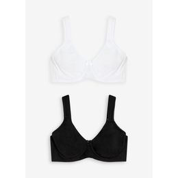 bonprix Minimizer T-Shirt BH mit B&uuml;gel mit Bio-Baumwolle (2er Pack), schwarz, mit Baumwolle
