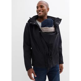 bonprix 3-in-1 Herren-Tragejacke mit Vorder- und R&uuml;ckentragefunktion, schwarz, Gr.60, Tragejacke f&uuml;r den Papa mit Rei&szlig;verschlusstaschen und abnehmbarer Kapuze