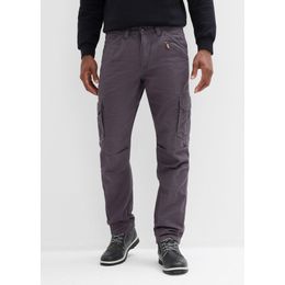 bonprix Relaxed Fit Cargohose Straight, grau, Gr.62, Angesagte Cargohose mit Rei&szlig;verschlussdetail und auffallenden Knieabn&auml;hern, aus 100% Baumwolle