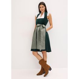 bonprix Dirndl mit Samt-Mieder und Satin-Sch&uuml;rze (2-tlg.Set), gr&uuml;n, Gr.46, traditionelles Dirndl mit hochwertigen Samtmieder und changierender Sch&uuml;rze. Der Rock ist mit einem angenehmen Baumwollfutter ausgestattet., aus Samt