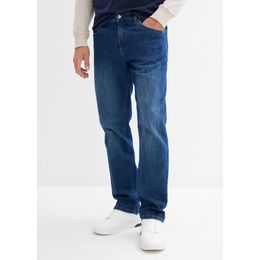 bonprix Relaxed-Fit-Jeans mit Bio-Baumwolle Straight, blau, Gr.38, Angesagte Stretch Jeans mit klassischen 5-Pocket-Details und dezenten Used-Effekten, 79% Baumwolle (organic)