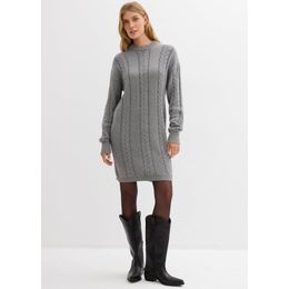 bonprix Strickkleid aus reiner Baumwolle, grau, 100% Baumwolle