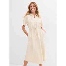 bonprix Jerseykleid aus Baumwoll-Stretch, beige, Gr.48/50 (XL), mit weiten &Auml;rmeln, 95% Baumwolle