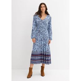 bonprix Maxikleid aus softem Viskose-Elasthan-Mix, blau, Viskose