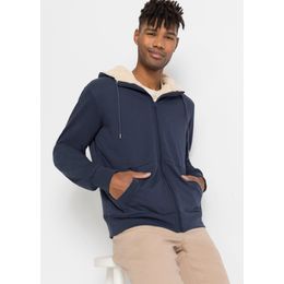 bonprix Thermo-Sweatjacke mit Kuschel-Fleece-Futter, blau, mit Baumwolle
