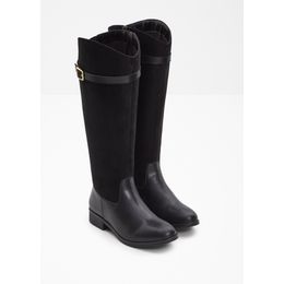 bonprix Weitschaftstiefel mit Schnalle, schwarz, Gr.38, Sch&ouml;ner Weitschaftstiefel mit dekorativer Schnalle