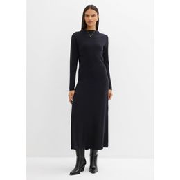 bonprix Feinstrick-Maxikleid mit Kaschmiranteil, schwarz, Gr.48/50 (XL), Lang&auml;rmliges Maxikleid mit Wasserfallausschnitt und leicht ausgestelltem Rock, 95% Baumwolle