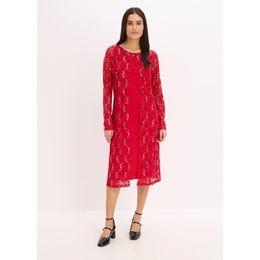 bonprix Kleid mit Spitze (2-tlg. Set), rot