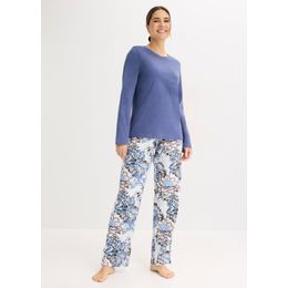 bonprix Pyjama aus weicher Baumwolle, blau, 100% Baumwolle