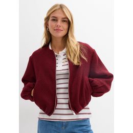 bonprix Blouson aus softem Boucl&eacute;garn, rot, Gr.52, Mit Rei&szlig;verschluss und Futter