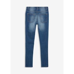 bonprix Skinny-Fit Stretch-Jeans mit verstellbarem Bund Straight, blau, mit Baumwolle
