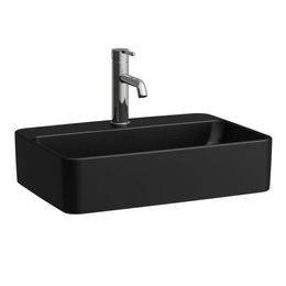 Laufen SAVOY Waschtisch-Schale H8169457161111 38x55cm, rechteckig, ohne &Uuml;berlauf, 1 Hahnloch, schwarz matt