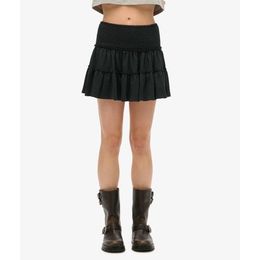 Superdry Damen Gekr&auml;uselt Gestufter Jersey-Minirock, Schwarz, Gr&ouml;&szlig;e: 40 212383300011902A019