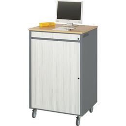 Rau Computer-Arbeitsplatz, HxBxT 1100 x 720 x 660 mm, fahrbar, anthrazit-metallic / enzianblau