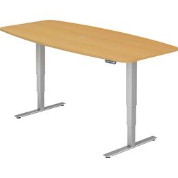 Konferenztisch, BxT 2200 x 1030 mm, elektrisch h&ouml;henverstellbar 620 - 1270 mm, Buche-Dekor kaiserkraft