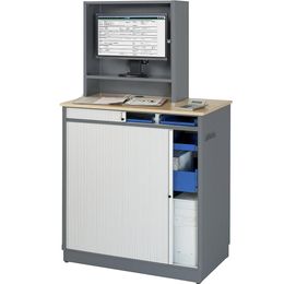 Rau Computer-Arbeitsplatz, HxBxT 1810 x 1030 x 660 mm, mit Monitorgeh&auml;use, anthrazit-metallic / enzianblau