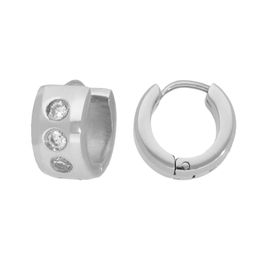 Paar Creolen Vivance "Zirkonia", silber (silberfarben), Ohrringe, Damen, Edelstahl