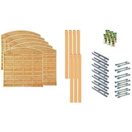 TETZNER & JENTZSCH Dichtzaun TETZNER & JENTZSCH "Madison 4", gr&uuml;n (gr&uuml;n, braun), H:180cm, Massivholz, Stahl, Zaunelemente, 6 Elemente, LxH: 1143x180 cm