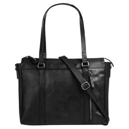 Shopper Bodenschatz, Damen, Gr. B/H/T: 33cm x 28cm x 7cm onesize, schwarz, Leder, leicht gl&auml;nzend, unifarben, Taschen Shopper, echt Leder