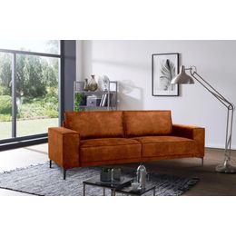 3-Sitzer OTTO HOME "OLAND, B: 224 cm - Skandi-Design", braun (cognac), B:224cm H:85cm T:83cm, 100% Polyester, Sofas, Struktur, Flachgewebe, Luxus-Microfaser, Boucle