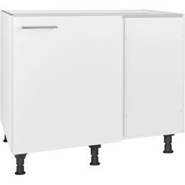 Eckunterschrank Nobilia, B:100cm H:87cm T:58,3cmfront: alpinwei&szlig;. korpus: alpinwei&szlig;, K&uuml;che, Schr&auml;nke, ""Laser", vormontiert", mit h&ouml;henverstellbaren