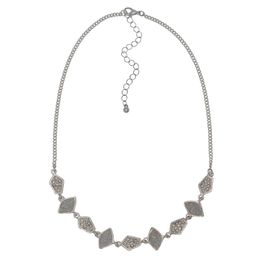 Collier Firetti "Schmuck Geschenk Glitter Collier", metallfarben, wei&szlig;, Halsketten, Damen, Kunststoff Metall, L: 49, Kunststoff, Metall, Collier, mit Glasstein