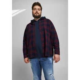 Jack & Jones PlusSize Karohemd "GINGHAM TWILL SHIRT", Herren, Gr. 6XL (72/74), N-Gr, rot (bordeaux, kariert), Web, Obermaterial: 100% Baumwolle, JACK & JONES PLUSSIZE, normal, Hemden Karohemd, Bis Gr&ouml;&szlig;e 6XL