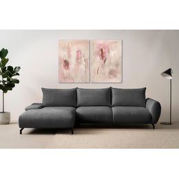 Ecksofa OTTO HOME "KELLIE, L-Form, 315 cm, verstellbare Armlehne, Metallf&uuml;&szlig;e", anthrazit, B:315cm H:93cm T:169cm, Sofas, Ecksofa, wahlweise Recamiere links o. rechts, Chenille-Stoff, hoher Sitzkomfort