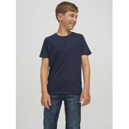 Jack & Jones Jungen Rundhalsshirt "JJEORGANIC figurbetont, atmungsaktiv, kombinierbar"navy blazer, Gr. 152, JACK & JONES JUNIOR, unifarben, Jersey, Obermaterial: