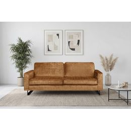 3-Sitzer Home Affaire, B:236cm H:85cm T:97cmbrick rot, 100% Polyester, Sofas, "Maxi-Ausf&uuml;hrung Pinto, 236 cm, Cord, Chenille, Lederoptik", mit Keder,