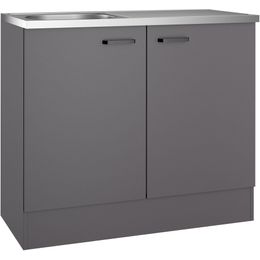 Sp&uuml;lenschrank Optifit, B:100cm H:88,2cm T:50cmanthrazit matt, anthrazit matt, Spanplatte, K&uuml;che, Schr&auml;nke, "OPTImulti", Breite 100 cm, Tiefe 50 cm,