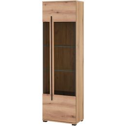 Vitrine Inosign "Cantara, Vitrinenschrank in Eiche Evoke oder wei&szlig;, Standvitrine", braun (eiche evoke), B:60cm H:200cm T:37cm, FSC-zertifizierter Holzwerkstoff, Schr&auml;nke, Vitrine, schwarzer Stangengriff, ausreichend Stauraum, vielseitig einsetzbar