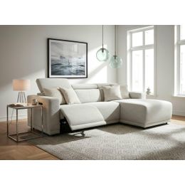 Ecksofa OTTO HOME, B:254,5cm H:83cm T:173cmcreme, Webstoff 100% Polyester, Wohnzimmer, Sofas, "LEOO", mit USB A/C-Anschluss. Federkern, verstellbaren