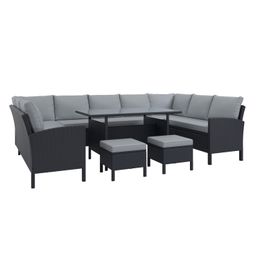 Gartenlounge-Set Konifera "&raquo;Miami&laquo;", schwarz (schwarz, dunkelgrau,), B:62cm, Stahl, Sitzm&ouml;bel-Sets, Stahl/Polyrattan