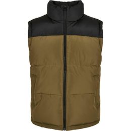 Urban Classics Herren Jerseyweste "Urban Classics Herren Block Puffer Vest"schwarz, tiniolive, Gr. L, 100% Polyester, Westen