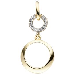 Kettenanh&auml;nger Jobo "Anh&auml;nger mit Zirkonia", gelb (gelbgold 375), Schmuckanh&auml;nger, Damen, Gelbgold 375, Kettenanh&auml;nger, 375 Gold