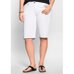 sheego Damen Bermudas aus Twill-Qualit&auml;t, wei&szlig;, Gr&ouml;&szlig;e 40
