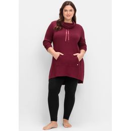sheego Gro&szlig;e Gr&ouml;&szlig;en Oversize-Shirt mit Satinb&auml;ndern, weinrot, Gr&ouml;&szlig;e 44/46 - Damen