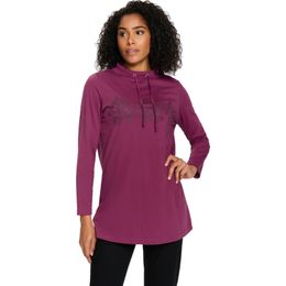Damen Longshirt mit Schneeflocken-Print malve-burgund, Gr&ouml;&szlig;e 40
