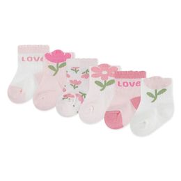 Damen Socken "HGHG 6PK SOCK"rosewater, Gr. 3, HUGGIES BABYWEAR, Intarsienmuster, Baumwollmischung, Socken, mit Stickereien