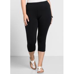 sheego Damen Caprileggings mit Gummizugbund, schwarz, Gr&ouml;&szlig;e 44