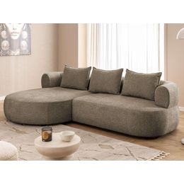 Ecksofa Home Affaire, B:257cm H:78cm T:159cmbraun, 100% Polyester, Wohnzimmer, Sofas, "LUSSAC L-Form Design-Sofa mit Zierkissen, Ma&szlig;e B/T/H: