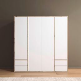 Dreht&uuml;renschrank Rauch "Kleiderschrank Schrank Garderobe W&auml;scheschrank NABILA viel Stauraum", wei&szlig; (eiche artisan, alpinwei&szlig;), B:187cm H:194cm T:53cm, Holzwerkstoff, Schr&auml;nke, Dreht&uuml;renschrank, mit 2 Schubladen und Push-to-Open Funktion TOPSELLER MADE IN GERMANY