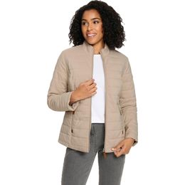 Damen Steppjacke mit Rei&szlig;verschluss-Taschen beige, Gr&ouml;&szlig;e 54