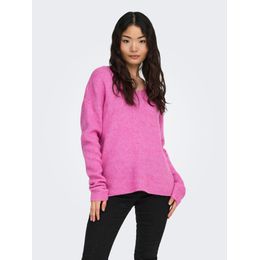 V-Ausschnitt-Pullover Only "ONLCAMILLA V-NECK L/S PULLOVER KNT NOOS", Damen, Gr. M, super pink detail:melange, Strick, Obermaterial: 74% Polyacryl, 24% Polyester, 2% Elasthan, meliert, regular fit normal, V-Ausschnitt, Strickb&uuml;ndchen, Pullover