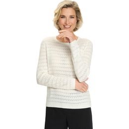 Damen Rundhalspullover mit Strickmuster-Mix ecru, Gr&ouml;&szlig;e 44