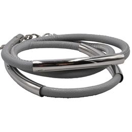 Armband Steuer "Kunstleder grau Karabiner", grau, Armb&auml;nder, Damen, 67cm, Synthetik, gl&auml;nzend, Armband