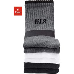 H.I.S. H.I.S Damen Sportsocken, 2x wei&szlig;, 2x schwarz, 2x grau meliert, Gr&ouml;&szlig;e 35/36